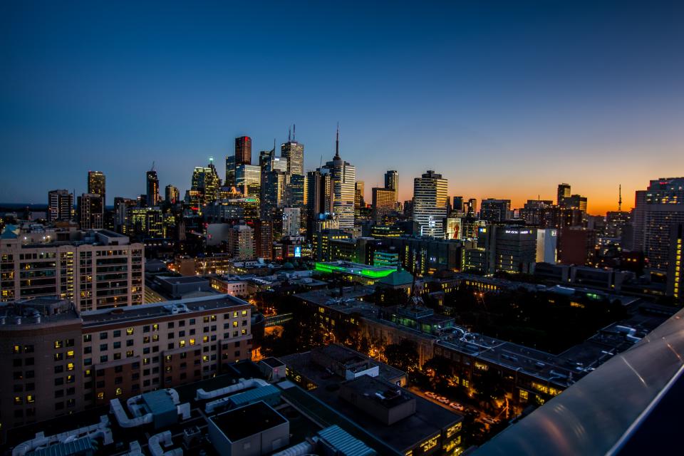 skyline, city, architecture, building, structure, tower, lights, night ...