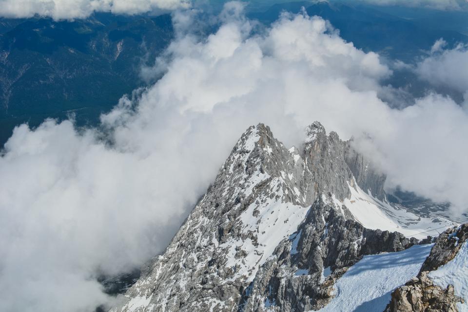 mountains, peaks, summit, snow, sky, clouds, hiking, outdoors ...